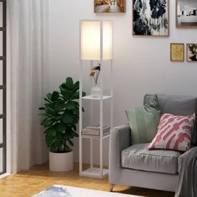 HOMCOM stojanová lampa na polici 26W x 26D x 160H cm 3 police 4 patra MDF bílá