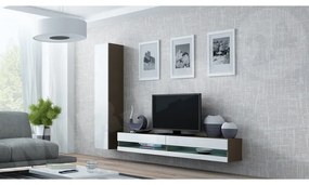 Obývací stěna Zigo New IX, Osvětlení: osvětlení LED - bílé, Barva: bílá / bílá lesk