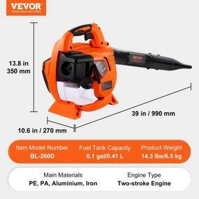 Plynový foukač listí 79CC 2-cyklový ruční 12035 l/min Objem vzduchu