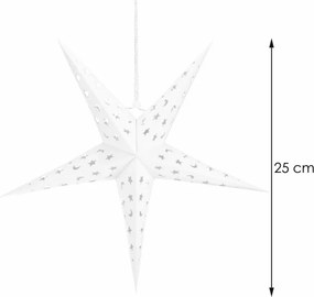 Papírová hvězda pěticípá 25cm bílá, vánoční dekorace