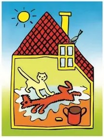 DINO Dřevěné kostky Pejsek a kočička / 12 kostek / od 3 let