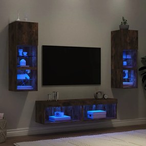 vidaXL 6dílná obývací stěna s LED kompozitní dřevo [3216618] Barva: Černá