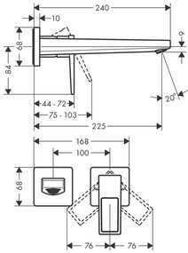 Hansgrohe Metropol, páková umyvadlová baterie pod omítku, 2-otvorová instalace, chromová, 74526000