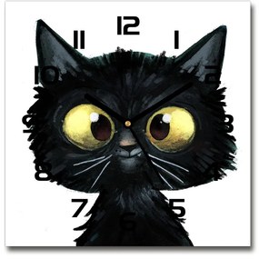 Wallmuralia Skleněné hodiny čtverec Ilustrace kočky 30x30 cm