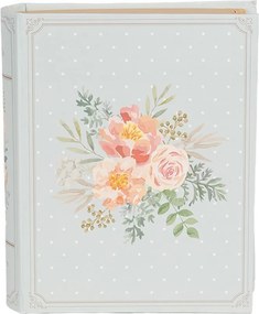 Modrý úložný box s květy ve tvaru knihy Book Van - 17*14*5 cm