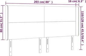 Čelo postele s LED tmavě zelené 203 x 16 x 118/128 cm samet 3123837