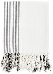 MADAM STOLTZ Bavlněný ručník s třásněmi Off White 100×180 cm, bílá barva, textil