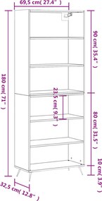 vidaXL Skříň 69,5 x 32,5 x 180 cm kompozitní dřevo [3189541] Barva: kouřový dub