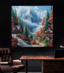 Obraz na plátně - Skalisté hory s jehličnatými lesy FeelHappy.cz Velikost obrazu: 80 x 80 cm