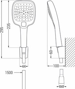 Mexen příslušenství - 1-bodový ruční sprchový set R-17, černá, 785175052-70