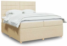 Box spring postel s matrací krémová 200x200 cm textil 3292168