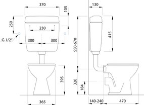 CREAVIT CREAVIT, WC kombi mísa s nádržkou včetně splachovací soupravy, zadní odpad, bílá, TP3306