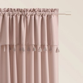 Room99 Hotový závěs na pásce s třásněmi Astoria Jednobarevný Barva: Světle krémová, Velikost: 140 x 260 cm