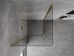 Mexen Mist-B Duo, 2-křídlý ​​výklopný sprchový kout 100 x 100 cm, čiré sklo, zlatý lesklý profil, 8A2-100-100-50-00