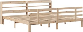 Rám postele s čelem 200 x 200 cm masivní borové dřevo 3306861