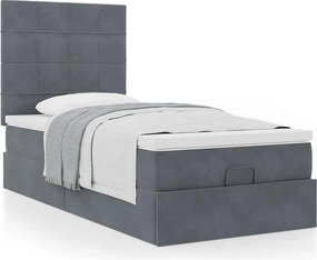 Osmanský rám postele s matracemi tmavě šedá 80x200cm samet 3313434