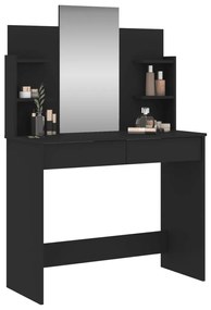 Toaletní stolek se zrcadlem černý 96 x 39 x 142 cm - Default Title