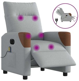Elektrické masážní polohovací křeslo světle šedé textil 3323998