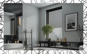 LED koupelnové zrcadlo 90 × 70 cm s odmlžováním a hodinami