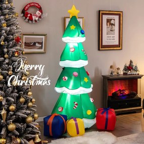Costway 180 cm Nafukovací vánoční stromeček s dárkovou krabičkou LED vánoční