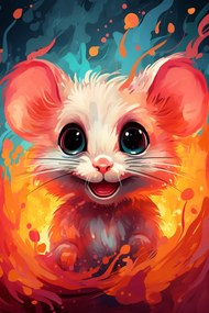 Plakát - Veselá myška v barevném víru