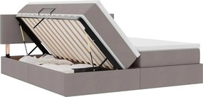 Postel s úložným prostorem s čelo 2 ks Taupe Umělá kůže 3370916