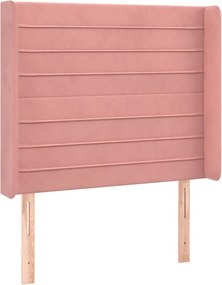 Čelo postele s LED růžové 83 x 16 x 118/128 cm samet 3124223