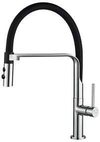 Kuchinox Siluetto, vysoká dřezová baterie s elastickým ramenem, chromová-černá matná, LAV-BQU_778D