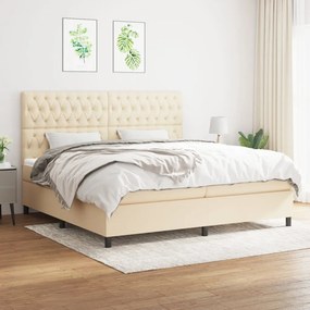 Box spring postel s matrací krémová 200x200 cm textil 3142046