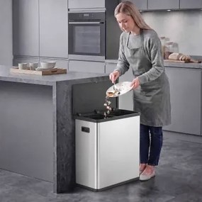 HOMCOM automatický odpadkový koš s infračerveným pohybovým senzorem a systémem třídění odpadu, víko 60 l, stříbrný