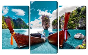 Vícedílný obraz Lodě V Andamanském Moři V Thajsku Nedostatek Nedostatek Přírodní plátno 180x120
