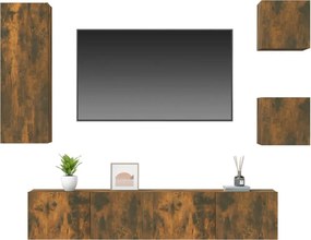5dílný set TV skříněk kouřový dub kompozitní dřevo 3114443