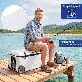 Costway Chladicí box 70 L Velký termobox z plastu s kolečky a madlem – bílý
