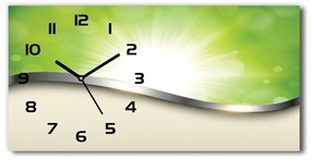 Wallmuralia Skleněné hodiny na stěnu Zelená abstrakce 60x30 cm