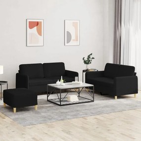 3dílná sedací souprava s poduškami černá textil 3202098