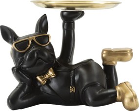 Dekorativní soška Dog Rover černo-zlatá