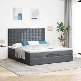 Osmanský rám postele s matracíes tmavě šedá 180x200cm samet 3313632