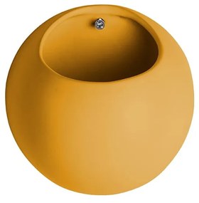Matně okrově žlutý nástěnný keramický květináč PT LIVING Globe, ⌀ 9 cm