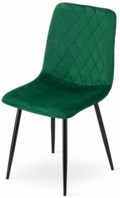 Zelená sametová židle TURIN s černými nohami