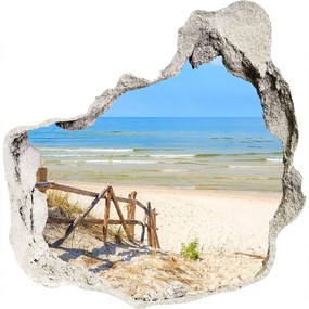 Wallmuralia Díra 3D ve zdi nálepka Vchod na pláž 75x75 cm