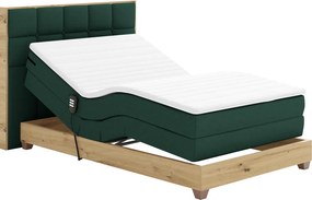 Elektrická polohovací postel, boxspring, zelená/dub artisan, 120x200, TIANA