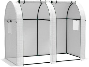 Zahradní skleník Outsunny 1,8 m² pro rajčata, rozměry 1,85D x 0,9Š x 1,5V m, 2 posuvné zipové dveře, 4 rolovací okna, ocel, PE, vysoká hustota 135 g/m