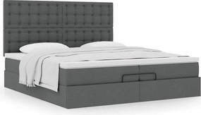 Osmanský rám postele s matrací tmavě šedý 200x200cm textil 3313349