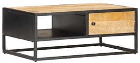 vidaXL Konferenční stolek vyřezávaná dvířka 90x55x36cm hrubý mangovník