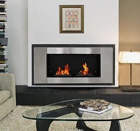 HOMCOM Nástěnný Bioetanolový Krb se 2 Hořáky, Kapacita 3L, 13600BTU, 110 x 54 x 14,5 cm | Aosom