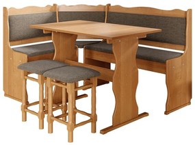 Kuchyňský sedací kout + stůl se stoličkami Mexic, Barva dřeva: olše, Potah: Peru 04