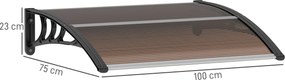 Outsunny stříška na vchodové dveře Polykarbonátová stříška, odolná proti povětrnostním vlivům, hnědá, 120x75cm| Aosom