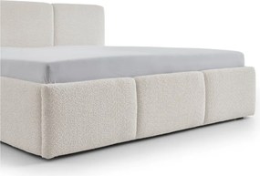 Slonovinová čalouněná dvoulůžková postel s úložným prostorem s roštem 180x200 cm Merida – Meise Möbel