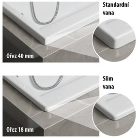 Polysan TRIANGL L SLIM asymetrická vana 180x120x50cm, bílá, 19611S