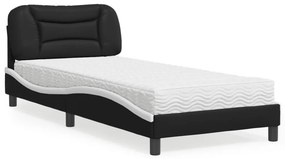 Postel s matrací Hvar černá a bílá 90 x 200 cm umělá kůže 3208701